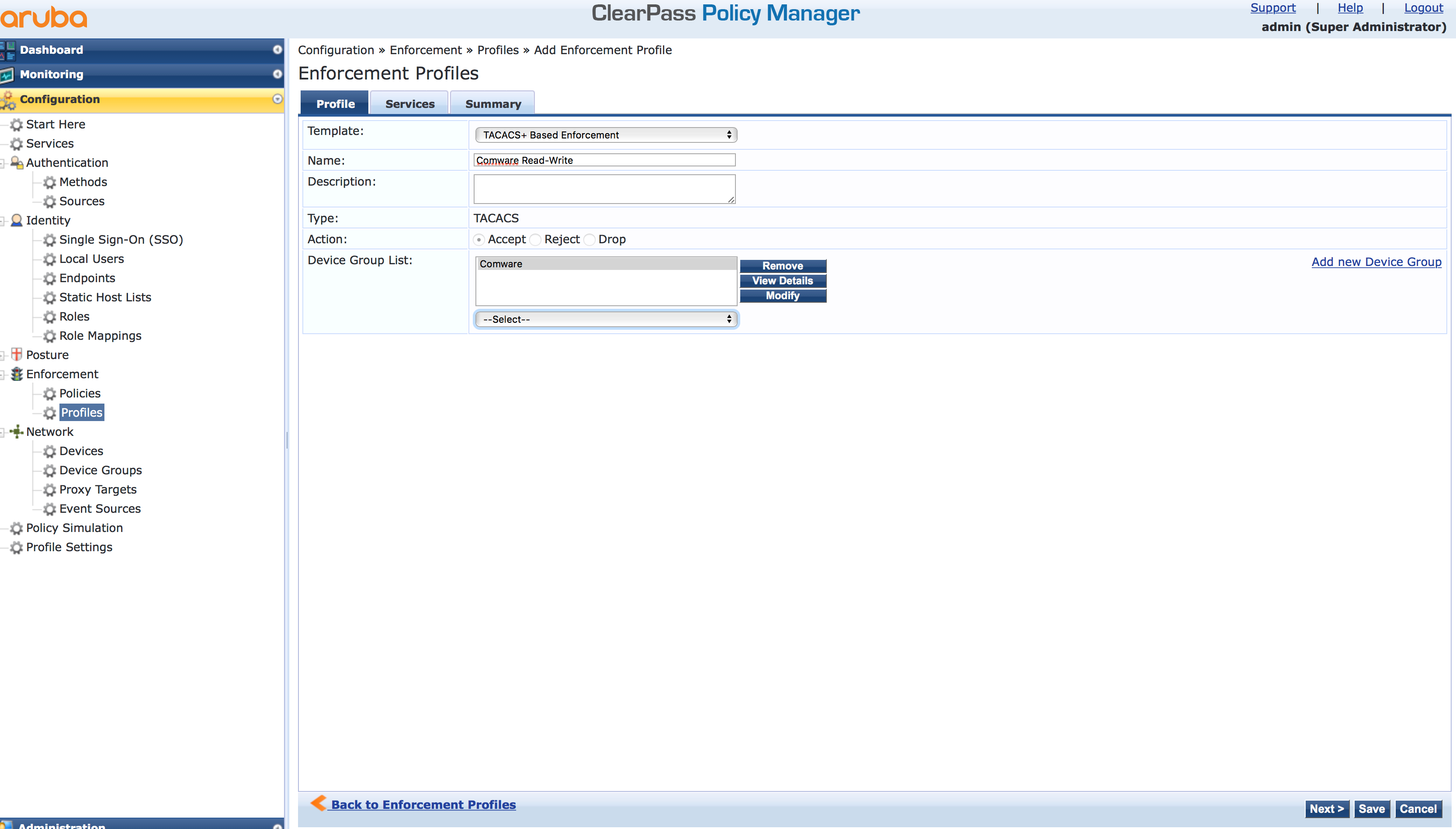 Operator Login With Clearpass Tacacs Flomain Networking