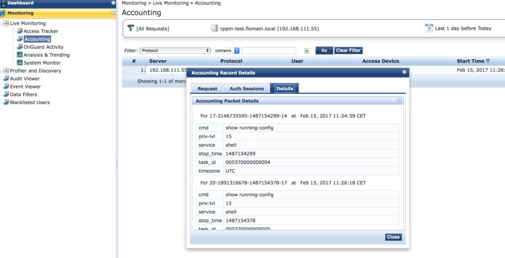 Operator Command Authorization And Accounting With Clearpass Tacacs Flomain Networking