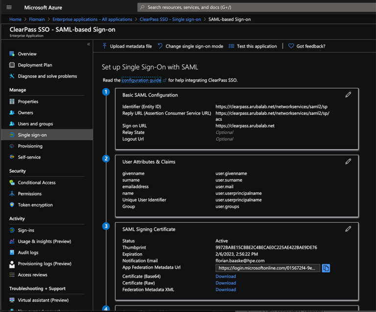 ClearPass SSO with Azure AD - Flomain Networking