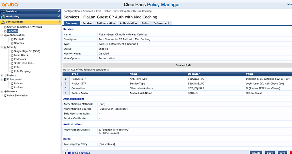 ClearPass Sponsored Guest Login - Flomain Networking