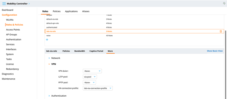 Aruba VIA VPN with IKEv2 - Flomain Networking