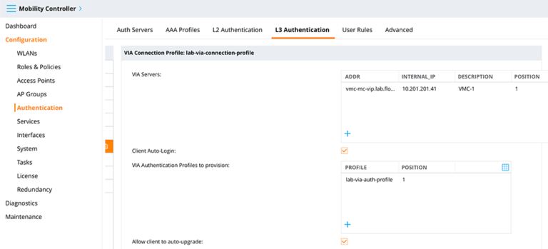 Aruba VIA VPN with IKEv2 - Flomain Networking